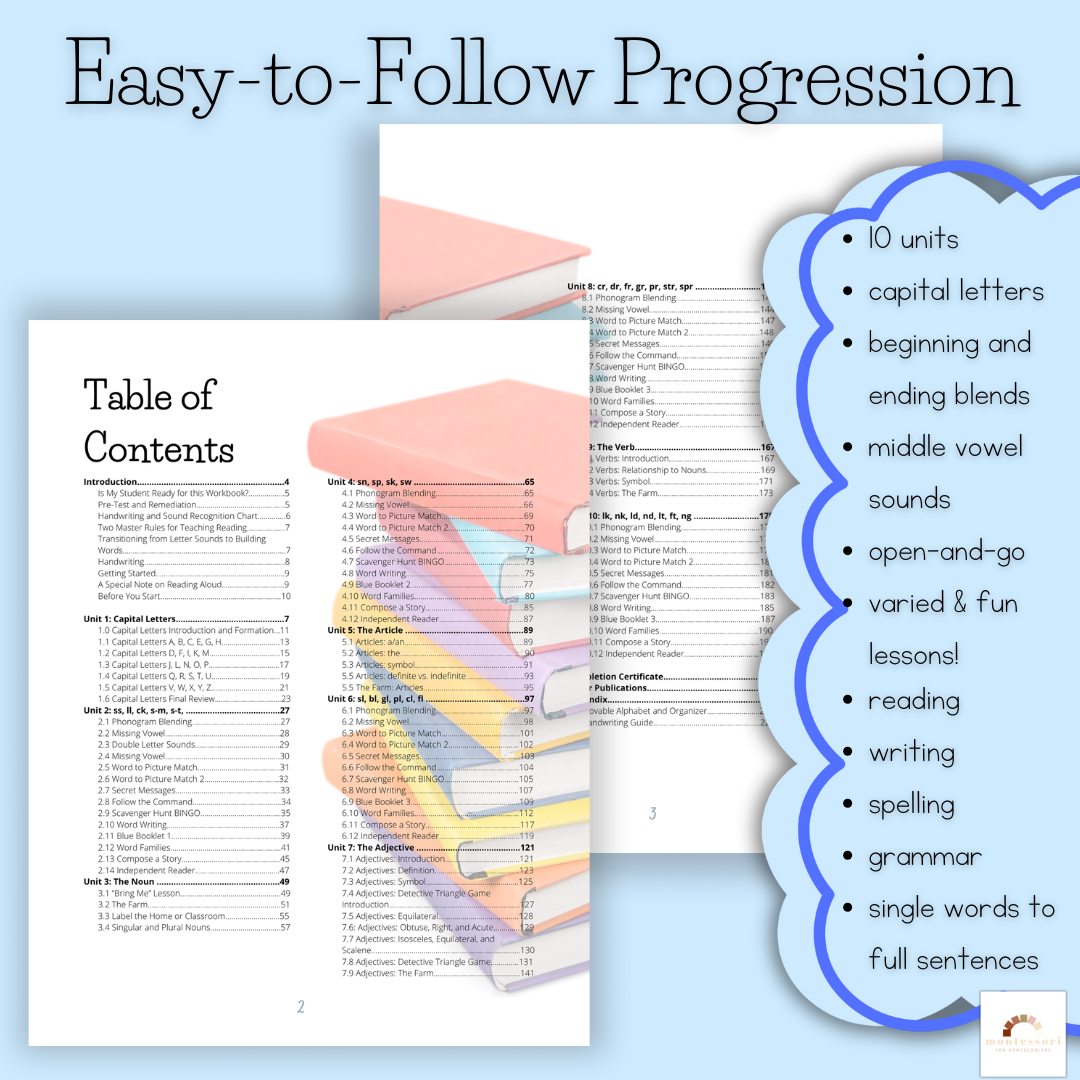 Montessori Blue Series Reading Workbook – Montessori for Homeschoolers